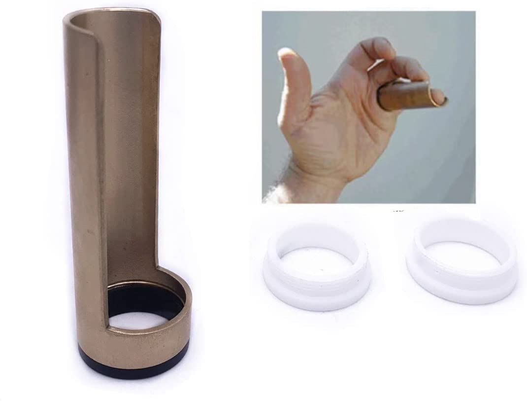 TUOREN Brass Guitar Slides 72mm / 2.8" Length Finger Slides w/ 2Pcs End Ring for Electric & Acoustic Guitar Bass Medium (Semicircle)