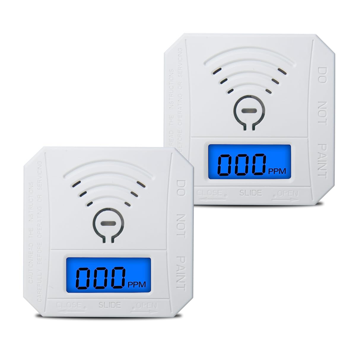 COOKSS Carbon Monoxide Detector 2 Pack,CO Gas Monitor Alarm with LCD Digital Display and Sound Warning,Battery Powered High Accuracy CO Alarm for Home,Office,Warehouse
