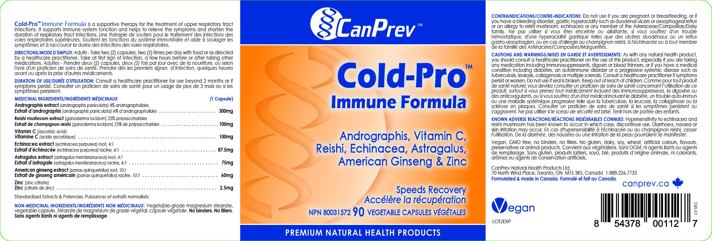 CanPrev Cold-Pro Immune Formula, 90 vegicaps