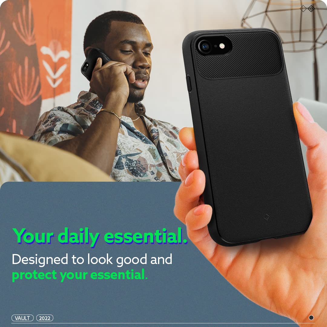Caseology Vault for iPhone SE Case 2022 for iPhone SE Case (2020) for iPhone 8 Case (2017) for iPhone 7 Case (2016) - Matte Black