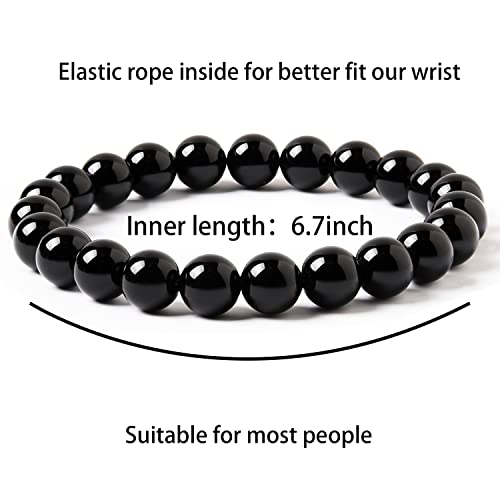 TIGERSTAR Natural Lava Rock Beads Bracelet,Stretch Elastic Bracelets,Adjustable Braided Rope Gemstone Bracelets for Men Women