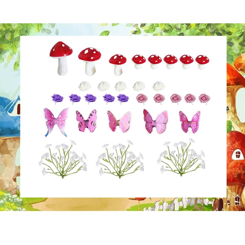 Fairy Mushroom Garden Cake Topper for Fairy Birthday Baby Shower