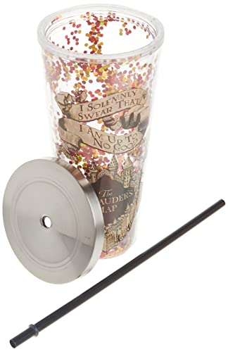 Spoontiques - Harry Potter Tumbler - Solemnly Swear Glitter Cup with Straw - 20 oz - Acrylic - Multicolored