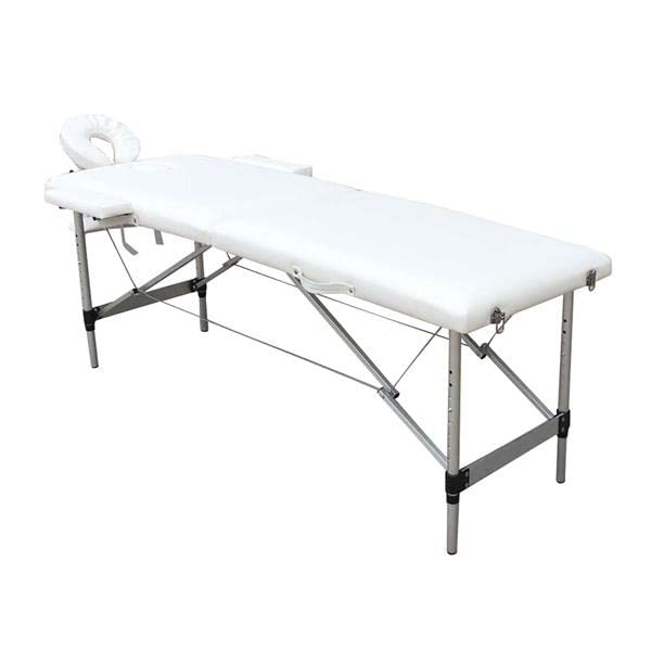 CXDTBH Massage Table Bed 2 Sections Folding Portable Aluminum Foot SPA Professional Beauty Equipment 60CM Wide (Color : Black)