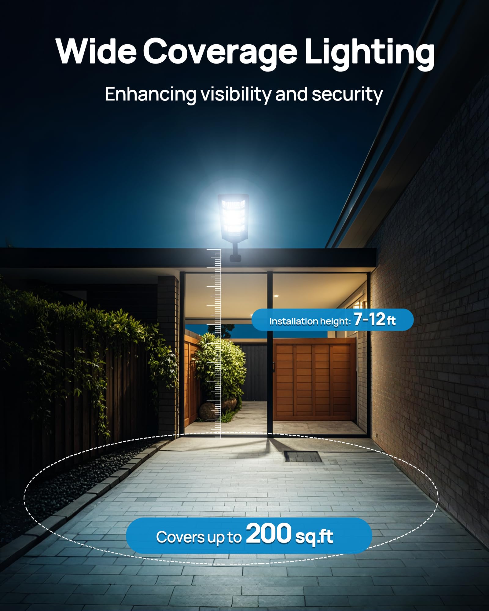 Eontim 200W Solar Street Lights Outdoor, 2 Pack Solar Lights Outdoor Waterproof, 6500K LED Solar Flood Light with Motion Sensor, Dusk to Dawn Outdoor Wide-Angle Security Lighting for Yard, Garage