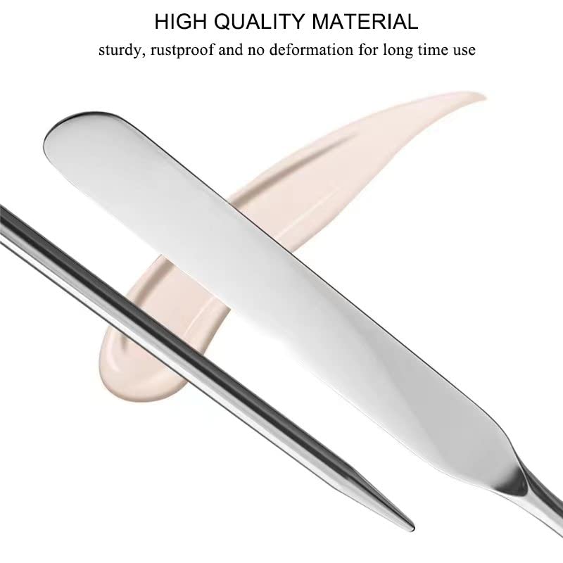 Faiteary Makeup Spatula and Palette Set, Stainless Steel Makeup Spatula and Palette for Professional Pigment Blending, Eye Shadow or Eyelash Makeup Mixing, Suitable Facial Cosmetic Makeup Tool