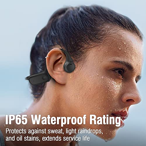 HCMOBI Bone Conduction Headphones Bluetooth 5.2 Open-Ear Sports Headphones with Mic, 8H Playtime Waterproof Wireless Headset for Running, Cycling, Driving, Workouts (Grey)
