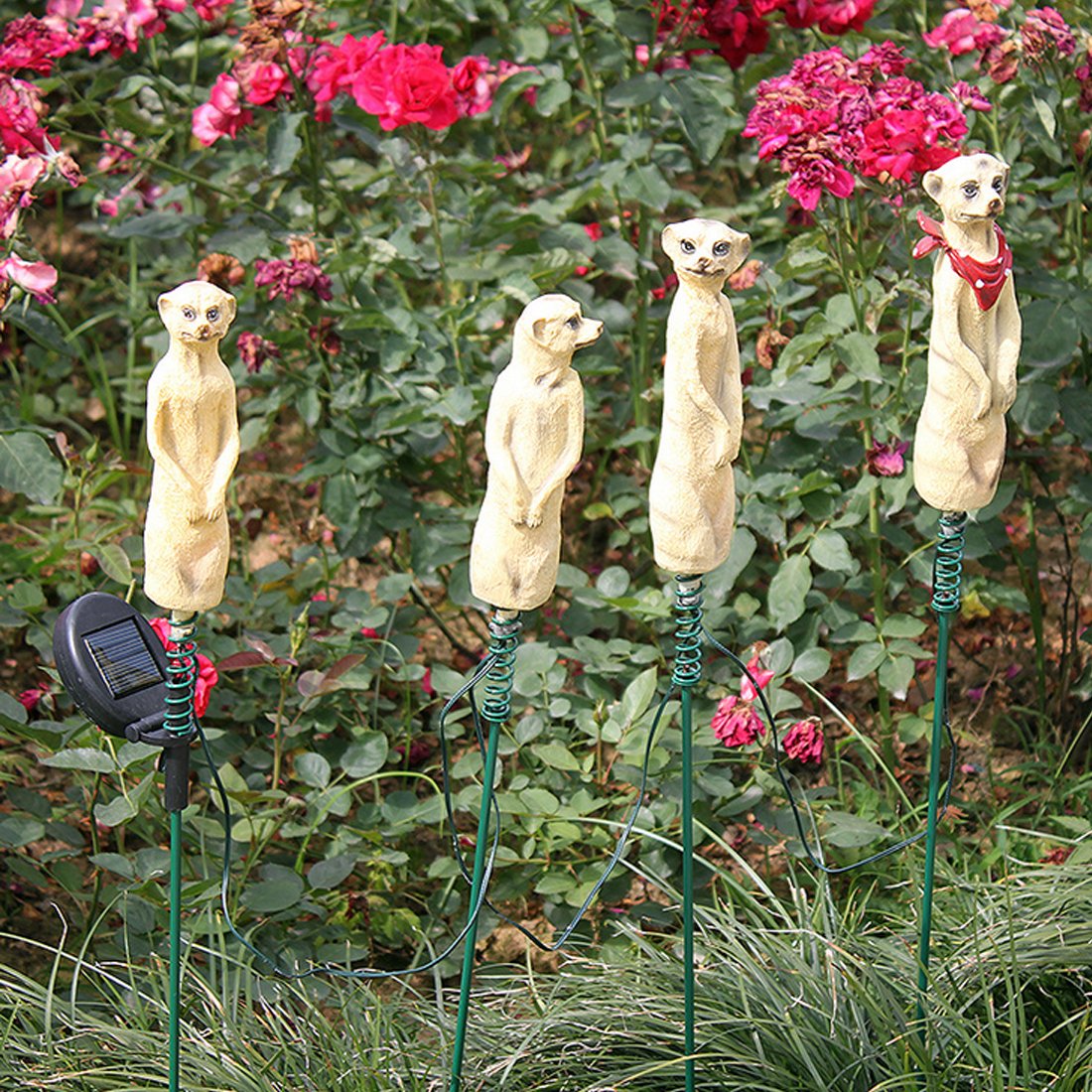 Penfly LED 4pcs Solar Power Resin Mongoose Light Night Lamp for Home Outdoor Yard Landscape Garden Decoration White Light Color Auto ON/Off