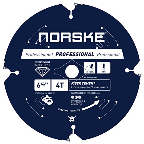 Norske Tools NCSBP281 6-1/2 inch 4 Tooth Polycrystalline Diamond (PCD) Hardie Fiber Cement Saw Blade