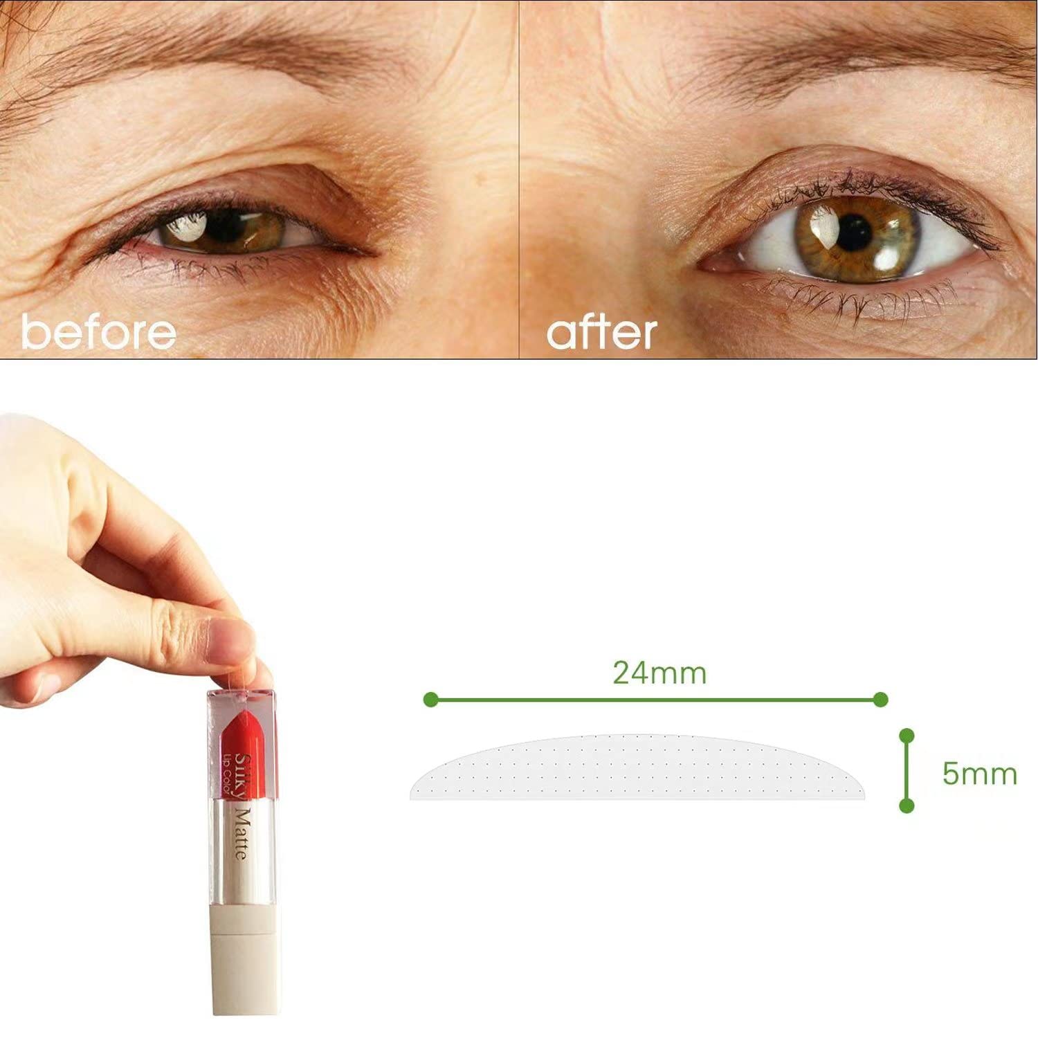 Eyelid Tapes, 288 Count 5mm Eyelid Lifter Strips, Double Eyelid Tape for Heavy Hooded, Droopy Lids for Dramatic Lift - Instant Eye Lift Without Surgery, Eyelid Correcting Strips