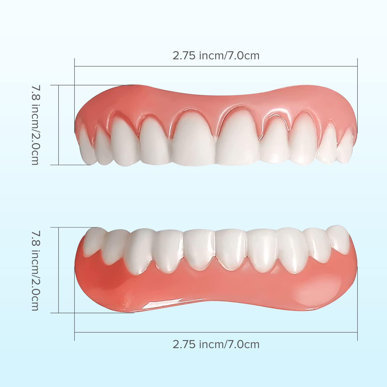 Fake Teeth, 6 PCS Dentures Teeth for Women and Men, Dental Veneers for Temporary Teeth Restoration, Nature and Comfortable, Protect Your Teeth and Regain Confident Smile, Natural Shade 6 PCS