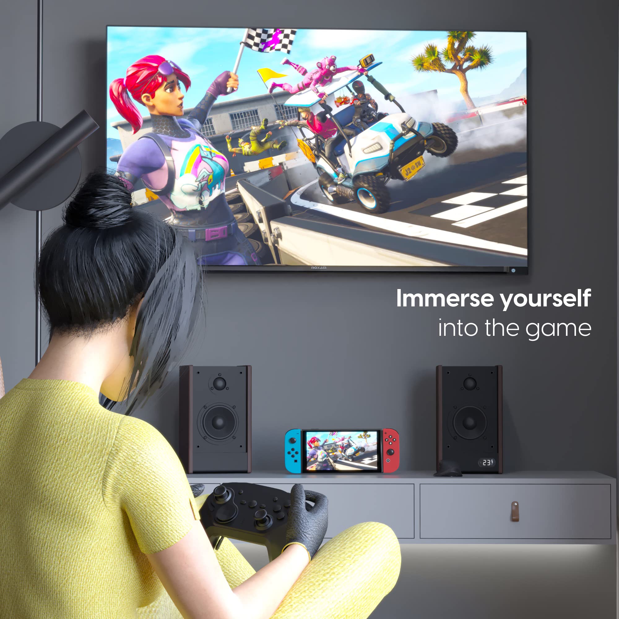 TALK WORKS Bluetooth Game Controller for Nintendo Switch with Dual Motor Vibration, Turbo Function, 6-Axis Gyro Sensor - Customizable Joystick & D-Pad - Includes Premium EVA Case - Black