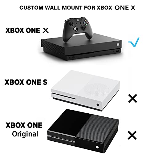 Monzlteck Wall Mount for Xbox One X (Not Fit for One Original),All Metal Vertical Hanging On Wall with Power Botton Left/Right,Wall Shelf Bracket for X1X