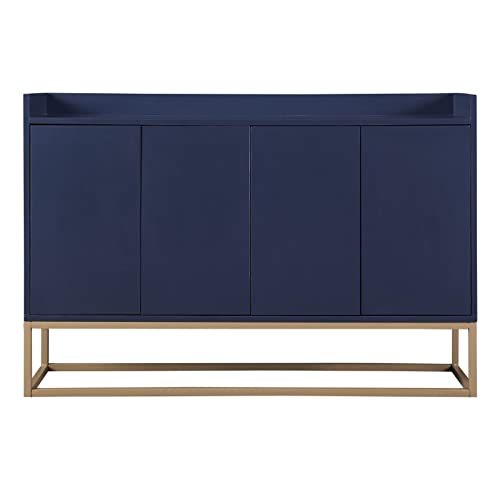 FRITHJILL Modern Sideboard with 4 Doors, Buffet Server Console Table with Gold Metal Base, Dining Room Entryway Storage Cabinet