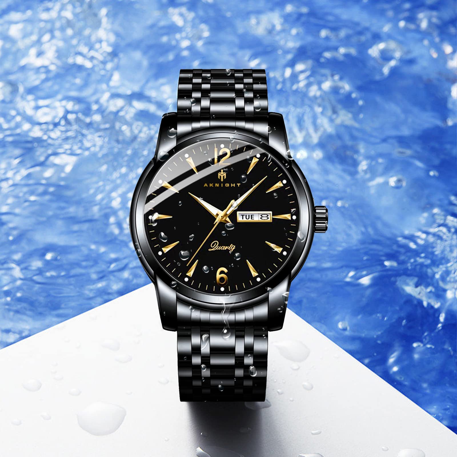 BY BENYAR AKNIGHT Watches for Men Quartz Movement Watch,Waterproof Luminous Men's Watch, Stainless Steel Strap Business Watches