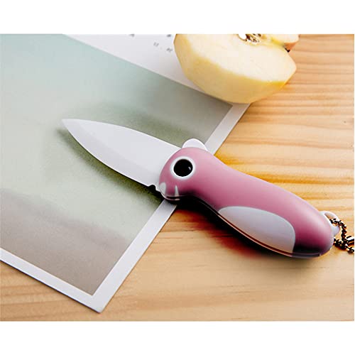 COLLMORE Ceramic Paring Knife - Small Folding Pocket Knife with 2.3in Sharp Blade - 1.3oz Mini Cute Portable Fruit Knife for Travel, Camping, Kitchen, Women, Men(Pink)