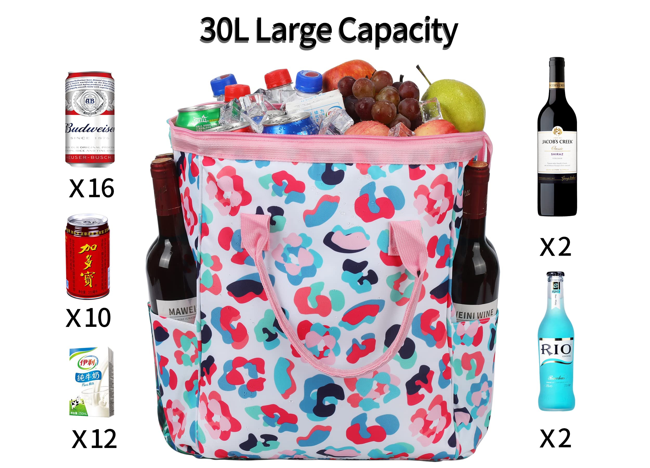 Cooler Backpack Women Leopard Leak Proof Backpack Cooler Bags Lightweight Soft Lunch Backpack with Cooler Compartment,Wine Cooler for Hiking Camping,24 cans……