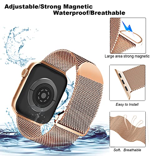 Magnetic Watch Band Compatible with Apple Watch Bands 42mm 44mm 45mm for Women Men,Milanese Loop Stainless Steel Mesh Adjustable Strap Wristband for iWatch Series 8 7 6 5 4 3 2 SE