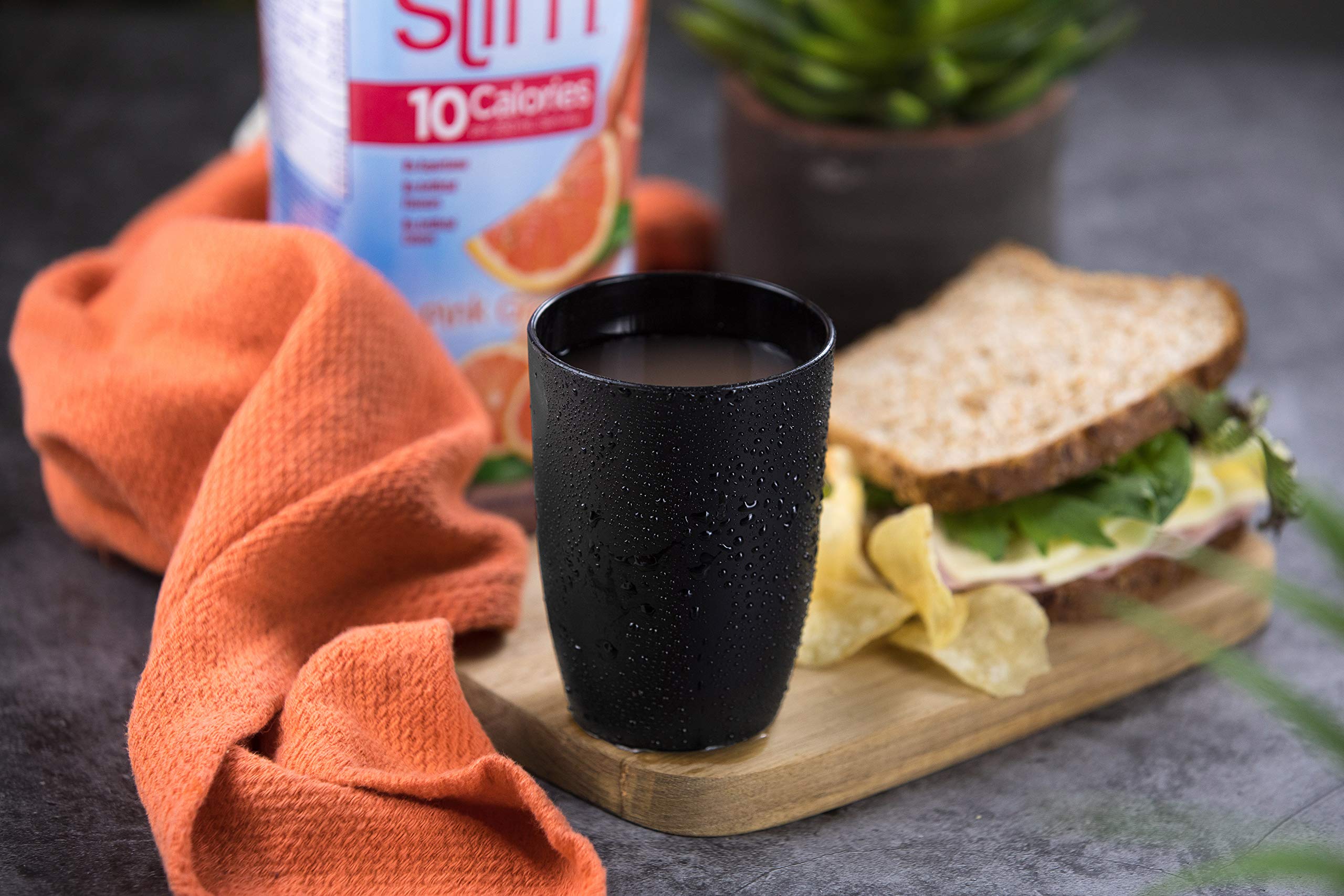 Coza- Unbreakable, Durable and Reusable Cozy Cups- for Water, Cold Drinks and Hot Drinks- BPA FRee- Set of 6 (9.3 oz each) (Set of 6, Black)