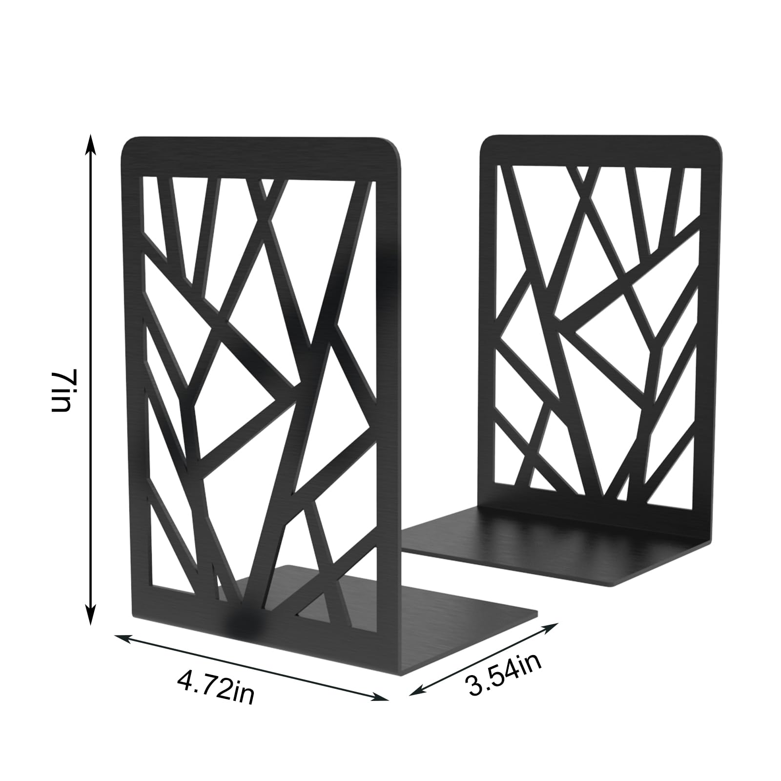 Book Ends, Bookends for Shelves, Home Decorative Bookends for Heavy Books, Non-Skid Book Holders for Shelves, Metal Book End Bookend for Home Office Decor, 7 x 4.7 x 3.5β (2 Pairs/ 4 Pcs, Large)