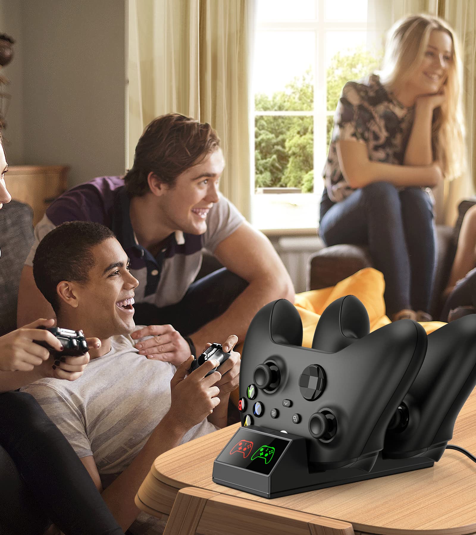 Controller Charger Station for Xbox Series X|S/Xbox One/One X/One S/One Elite, Dual Xbox 1 Charging Station for Xbox One Controller Battery Pack with 2x1200mAh Rechargeable Battery&4 Battery Covers