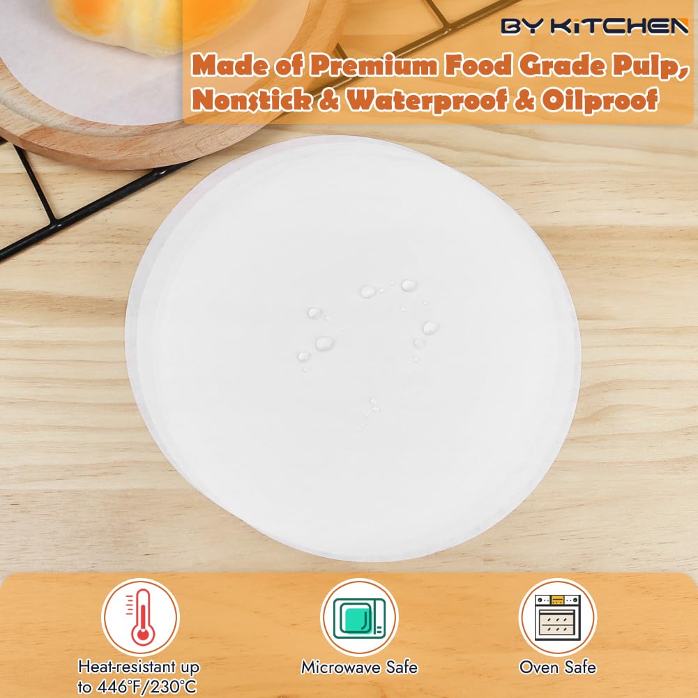 BYKITCHEN Parchment Paper Rounds, Set of 220, Non Stick 8 Inch Parchment Paper Sheet for Baking, Pre-cut Round Parchment Liners for Cake Pan, Tortilla Press, Quesadilla Maker, Springform Pan and More