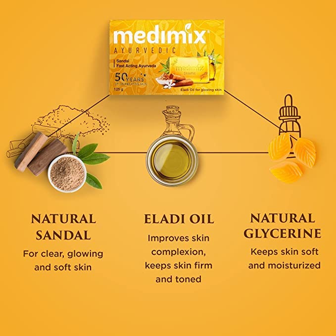 Medimix Ayurvedic Sandal Soap, 125g (4+1 Offer Pack)