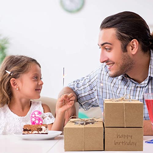 Moretoes 30 Pack Mini Cookie Boxes 4 Inch Bakery Boxes with 66ft Twine Small Brown Kraft Cake Boxes with Window for Cupcakes, Pies, Donuts(4x4x2.5 Inch)