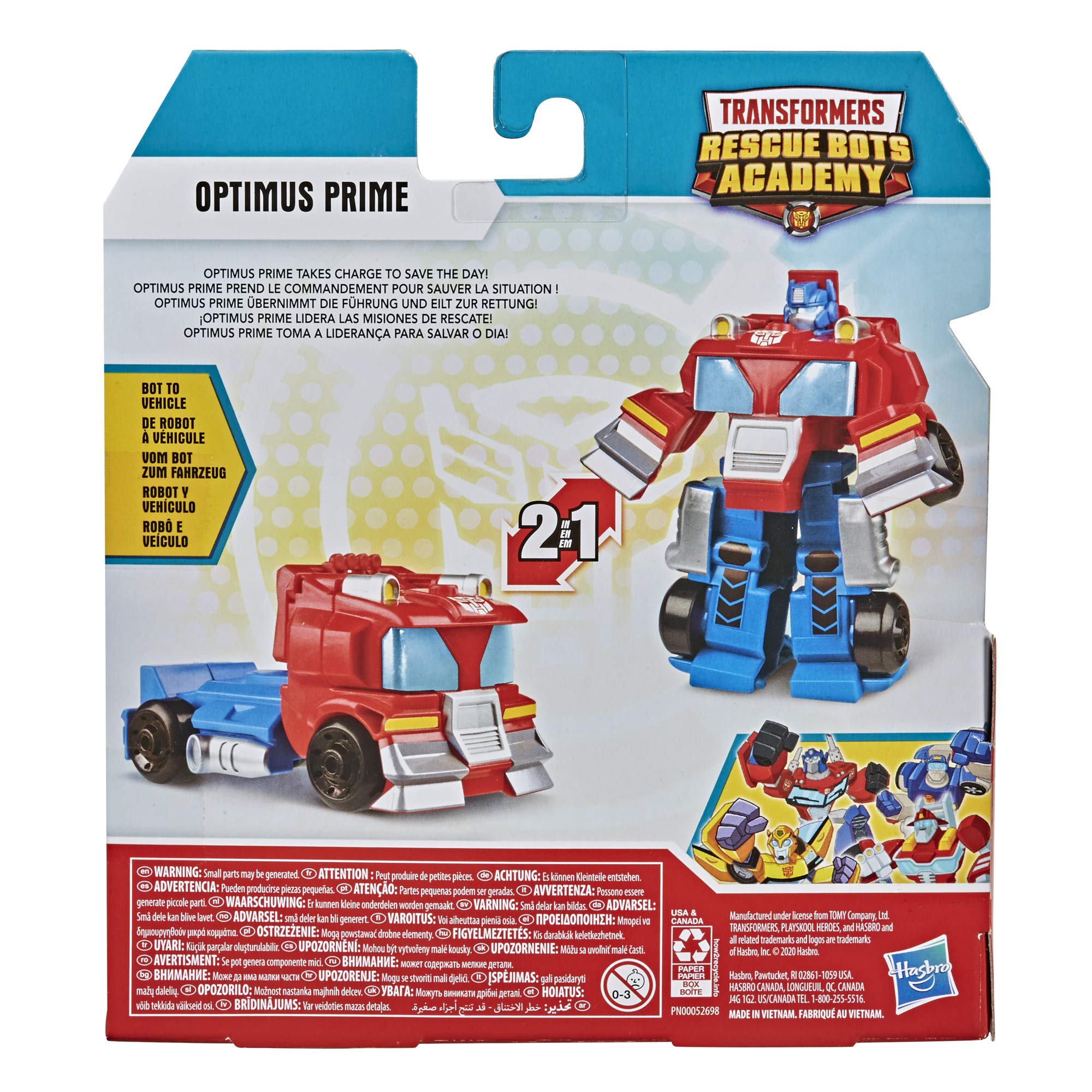 Transformers Playskool Heroes Rescue Bots Academy Classic Heroes Team Optimus Prime Converting Toy, 4.5-Inch Action Figure, Ages 3 and Up