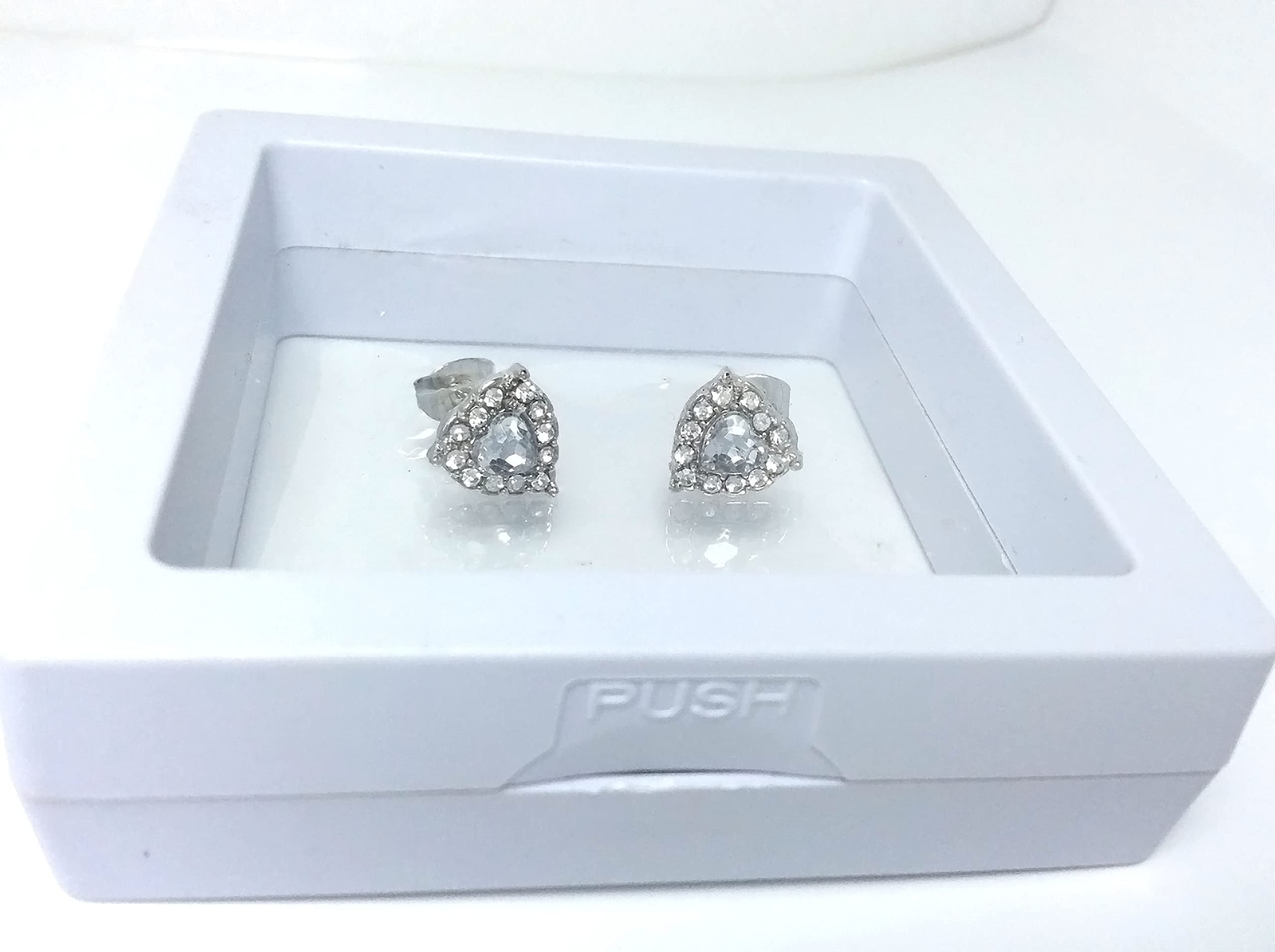 Chakrit Women's Earring Crystal Rhinestone Heart Studs 925 Sterling Silver Jewelry Gift for Women Mom Wife