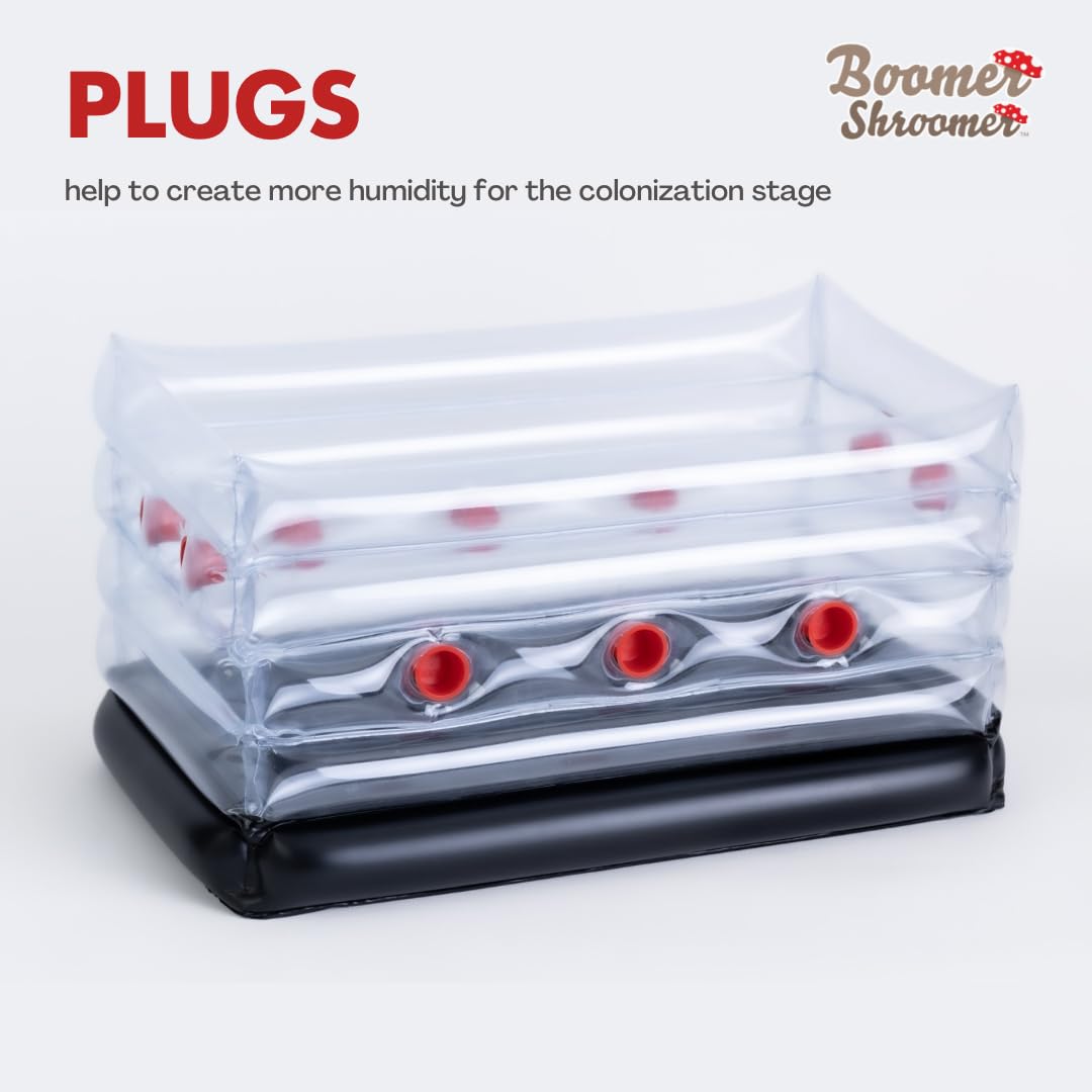 Boomer Shroomer Inflatable Monotub Kit, Mushroom Growing Kit Includes a Drain Port, Plugs & Filters, Removeable Liner [Patent No: US 11,871,706 B2]