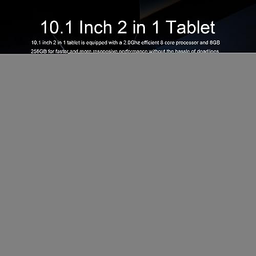 DAUZ Tablet PC, 10.1 Inch 2 in 1 Tablet Front 5MP Rear 13MP 8GB 256GB Night Reading Mode 100‑240V 8 Core CPU for Entertainment (US Plug)