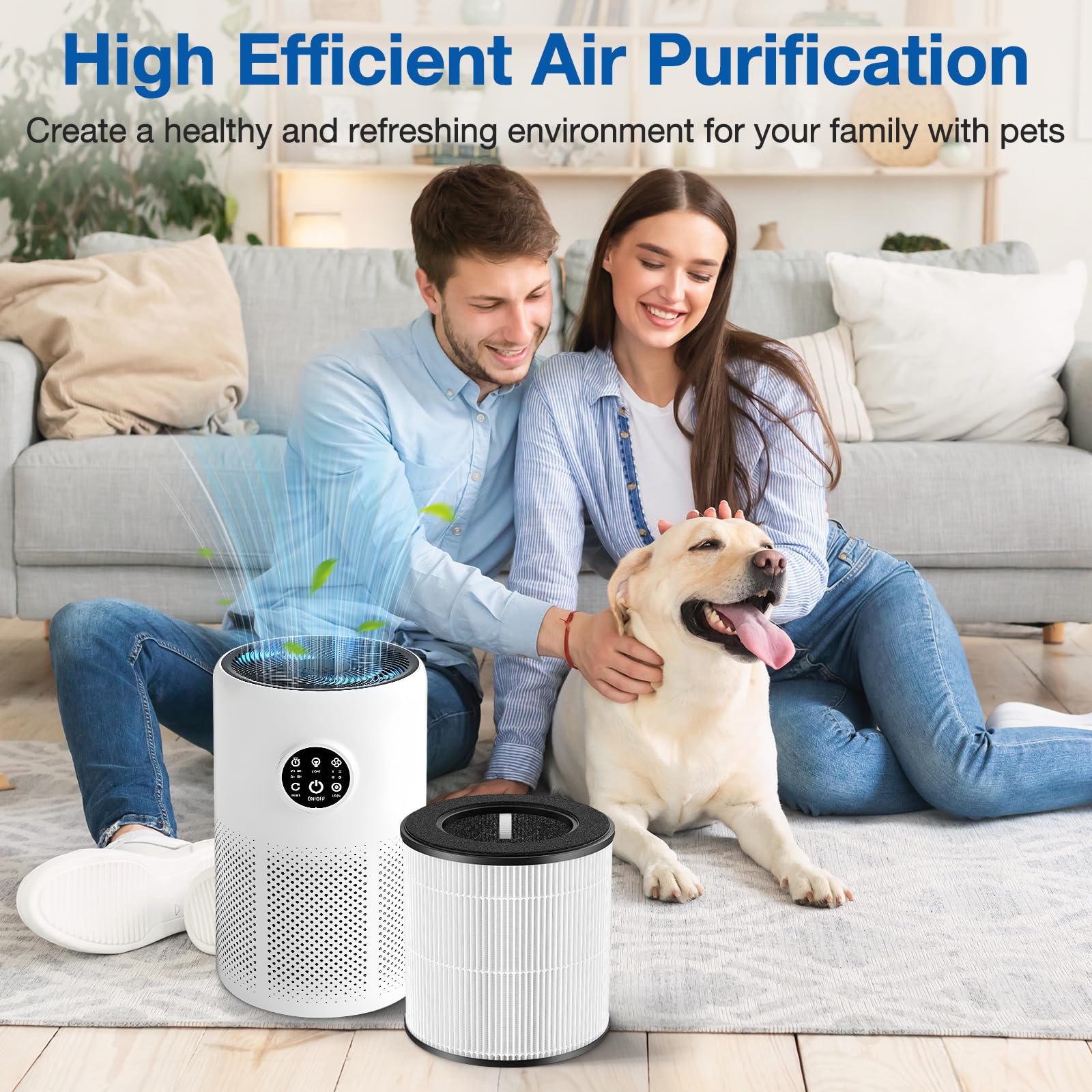 D10 Replacement Filter Compatible with Tailulu D10 HEPA Air Purifier, 3-in-1 H13 Grade True HEPA Replacement Filter, 360 Rotating D10 Filter, 2 Pack