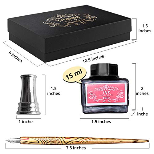 Trustela Calligraphy Set For Beginners, 3 Calligraphy Pens, 4 Ink Bottle 15ml, 20 Calligraphy Nibs, 1 Calligraphy Pen Holder, Dip Pen Set, Gift For Men, Women And Kids, Calligraphy Kit For Beginners