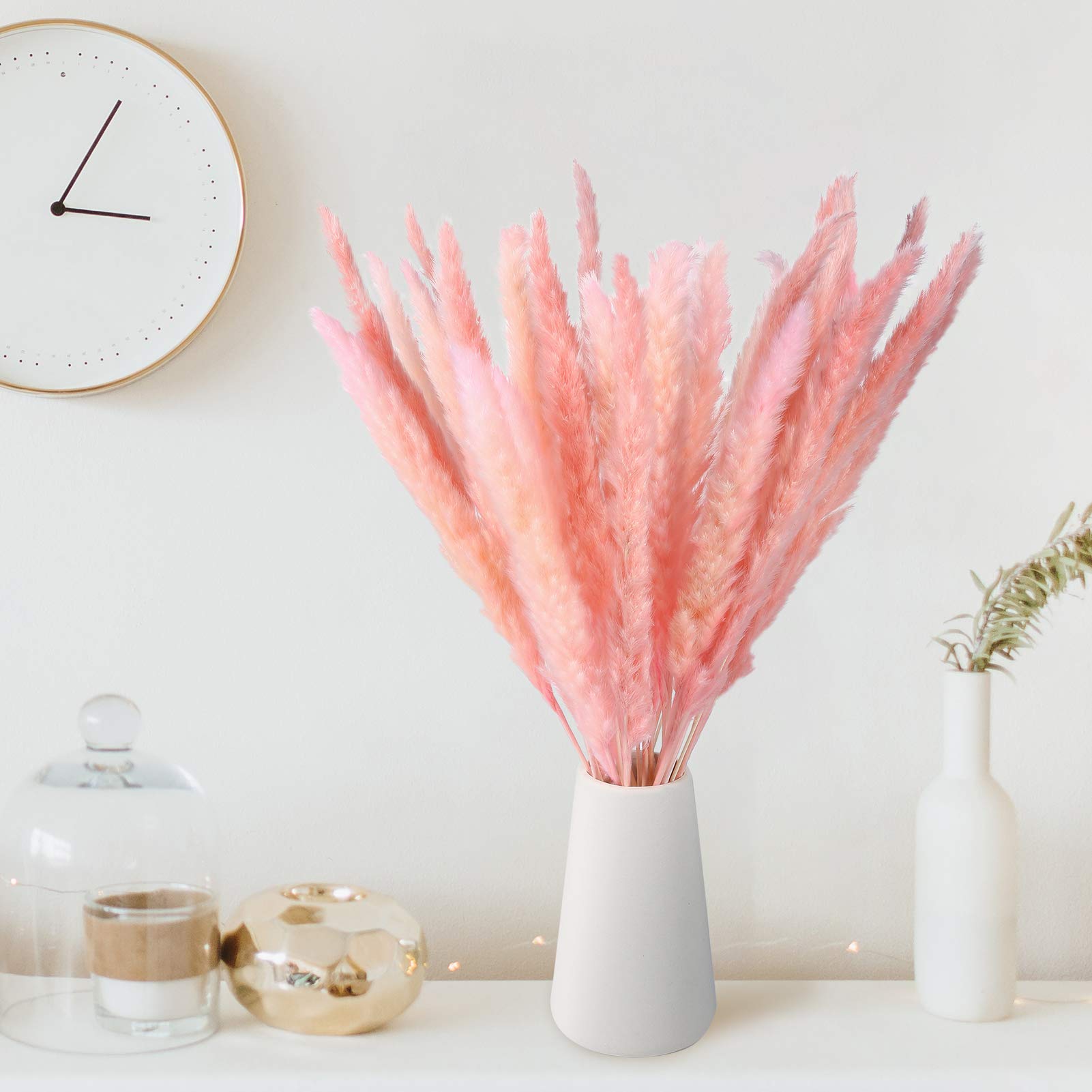Omldggr 20 Pieces Natural Dried Pampas Grass Natural Dried Flowers Dried Reed Grass for Home Garden Office Party Wedding Decor(Pink)