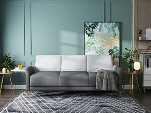 Meeyar Comfortable 3 Seater Sofa Couch, Modern Grey Upholstered Fabric Sofa for Living Room, Comfy Sofas Couches for Office Bedroom Apartment, Metal Sofa Legs, Foldable Tray Arm, 79 Inches