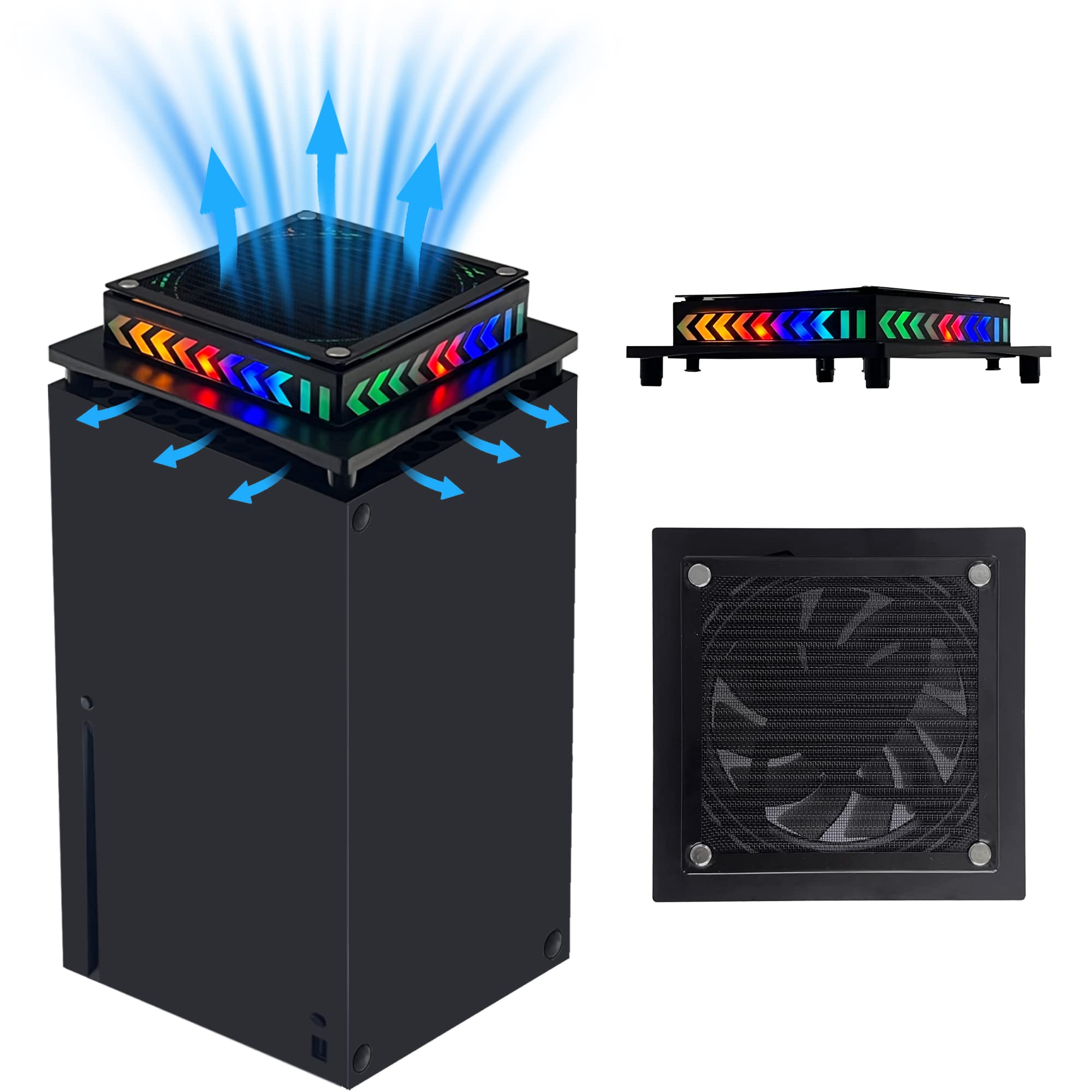 Cooling Fan for Xbox Series X with LED Light DOBEWINGDELOU Top Fan Cooler System with Dust Filter Low Noise Black