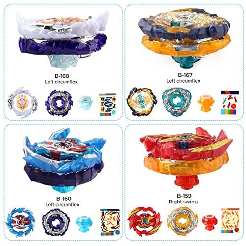 JIMI Bey Battling Top Stadium Blade Battle Set, 12 Burst Spinning Tops 3 Launchers Grip 1 Arena Combat Game, Toy Gift for Kids Boys Ages 6+
