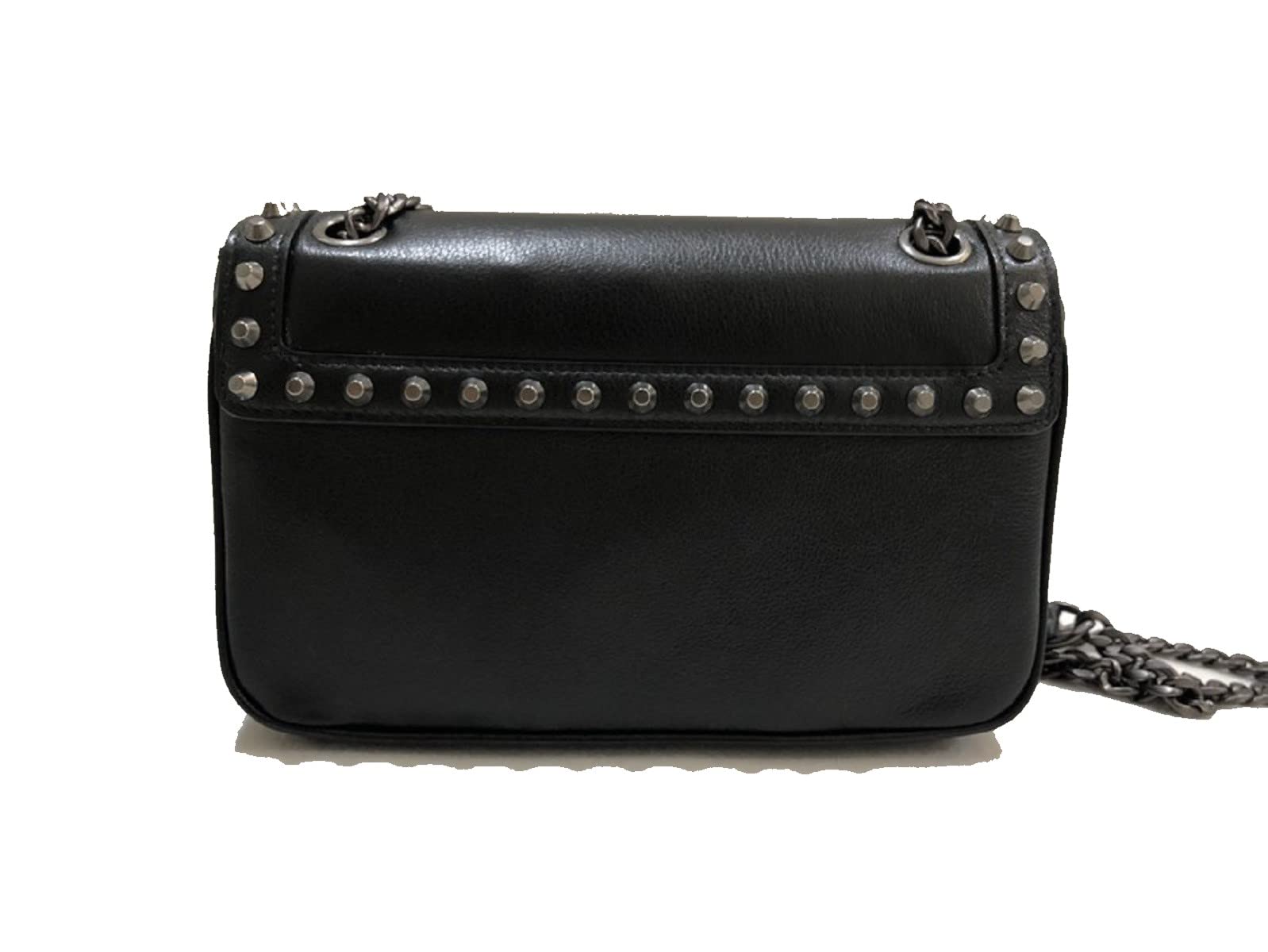 Prada Pattina Glace Calf Leather Nero Black Pattina Studded Handbag Small