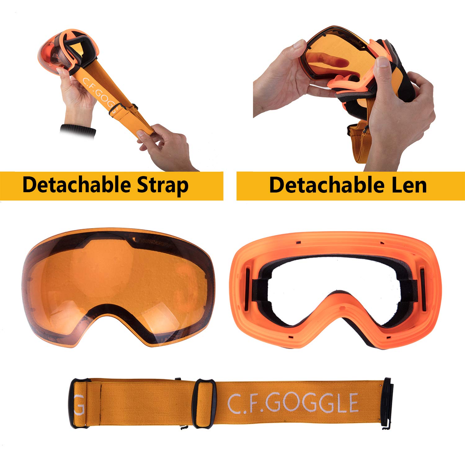 CAREONLINE Ski Goggles, Frameless Snowboard Goggles UV Protection Anti-Fog Snow Goggles
