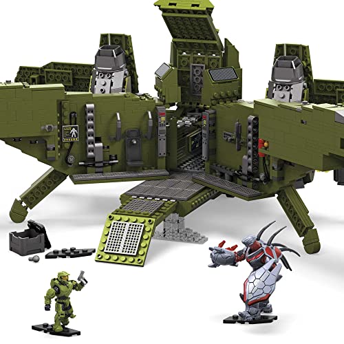 MEGA Halo Toy Building Sets, Pelican Inbound Vehicle with 2024 Pieces, 3 Micro Action Figures and Accessories, for Collectors