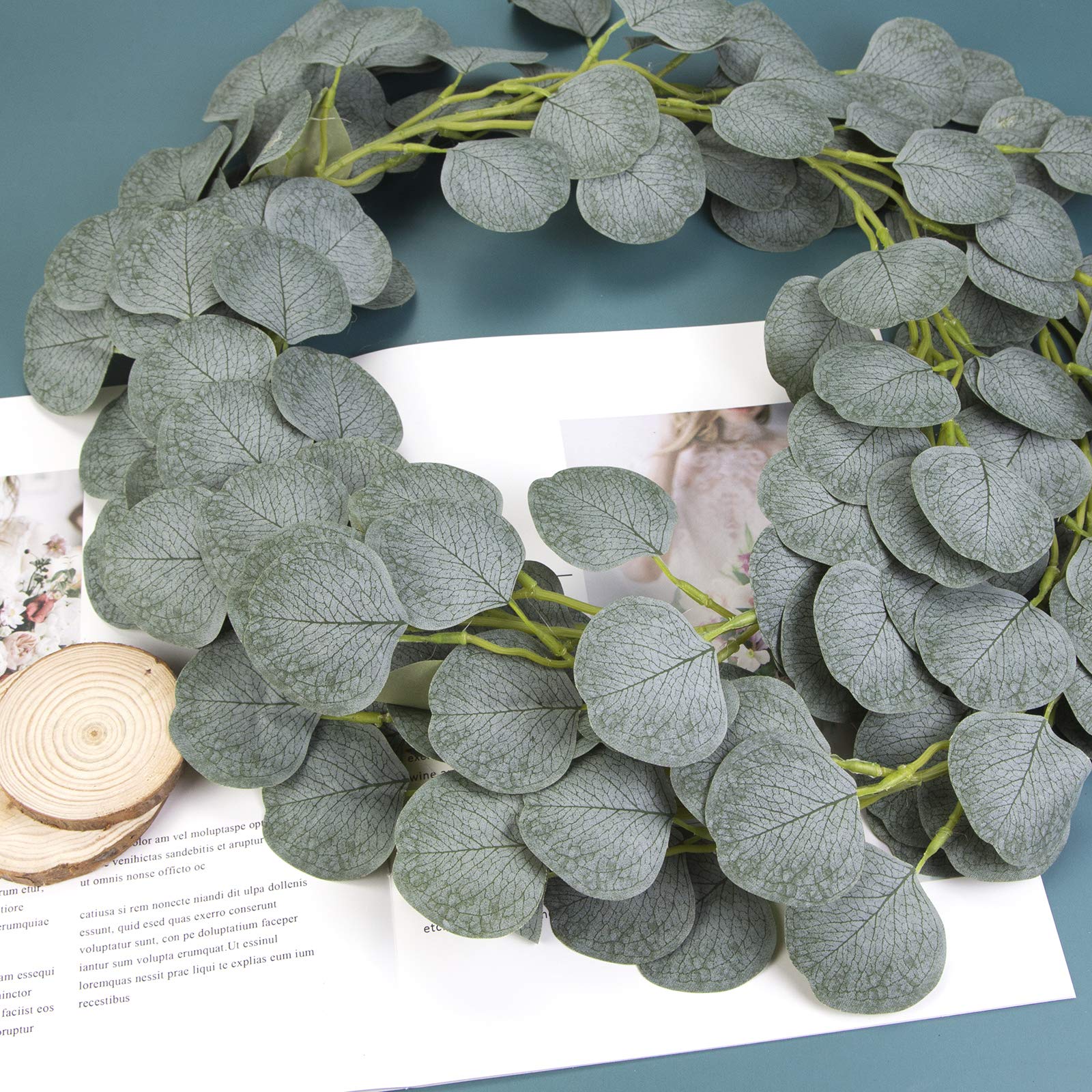 ZIFTY 5 Pack 31.5FT Artificial Eucalyptus Garland Faux Vines Handmade Greenery Silver Dollar Leaves for Wedding Arch Backdrop Home Table Runner Garden Décor(Eucalyptus)