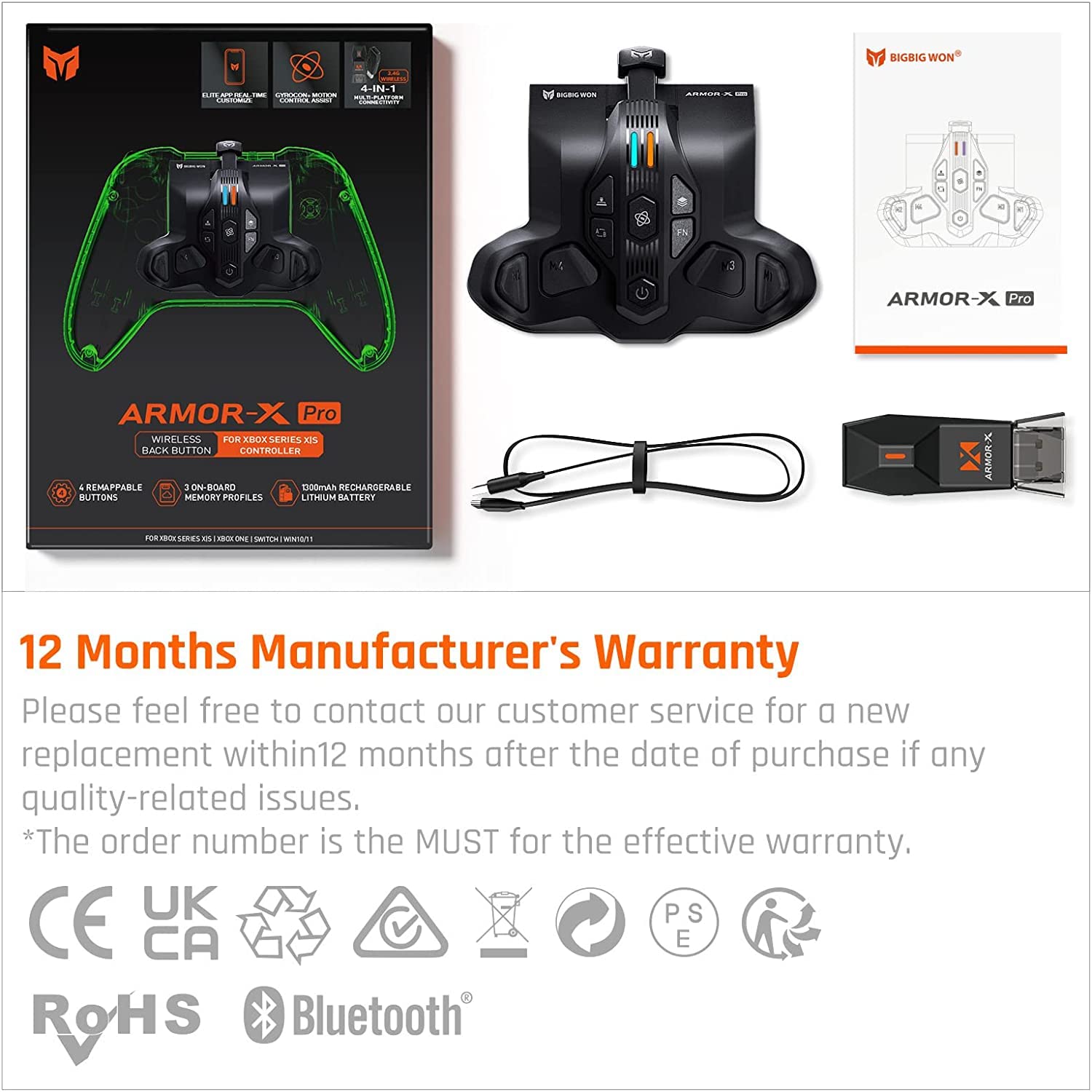 Controller Paddles, BIGBIG WON ARMOR-X Pro for Xbox Series X|S Controller Working on Xbox Series X/S|Xbox One|Switch|PC, Motion Control 6-Axis Gyro Mod Pack