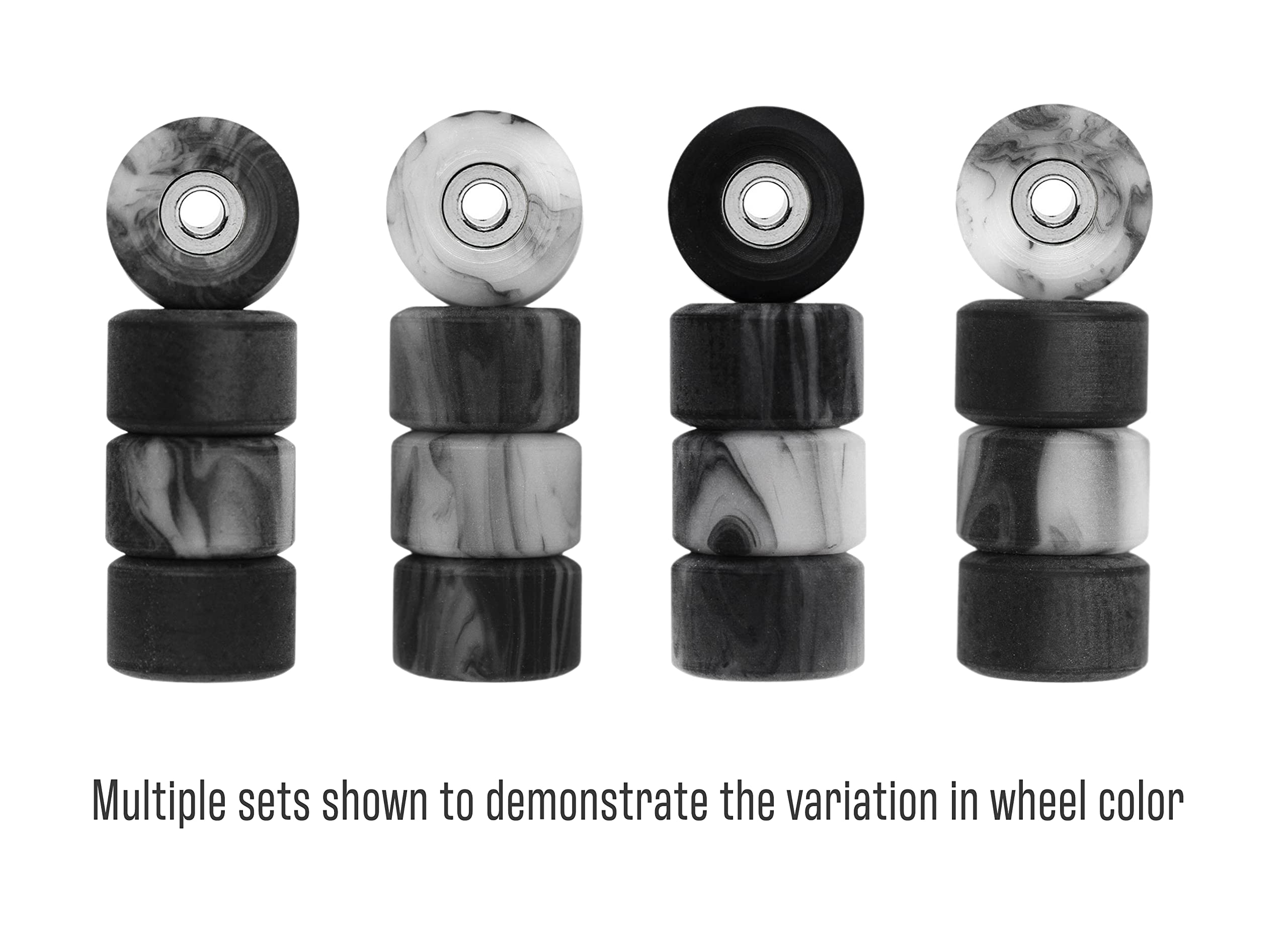 Teak Tuning Apex 61D Urethane Fingerboard Wheels - New Street Shape, 7.7mm Diameter - Ultra Spin Bearings - Made in The USA - Grey & White Swirl Colorway