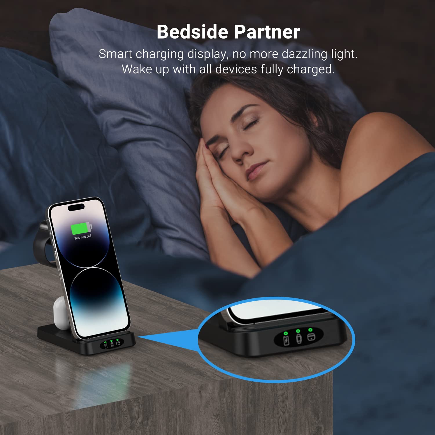 Charger Station for Apple Multiple Devices,3 in 1 Wireless Charging Station Dock Stand for Apple Watch 8 7 6 SE 5 4 3 2 iPhone Fast Charger for iPhone 14 13 12 11 Pro X XS 8 Plus & Airpods