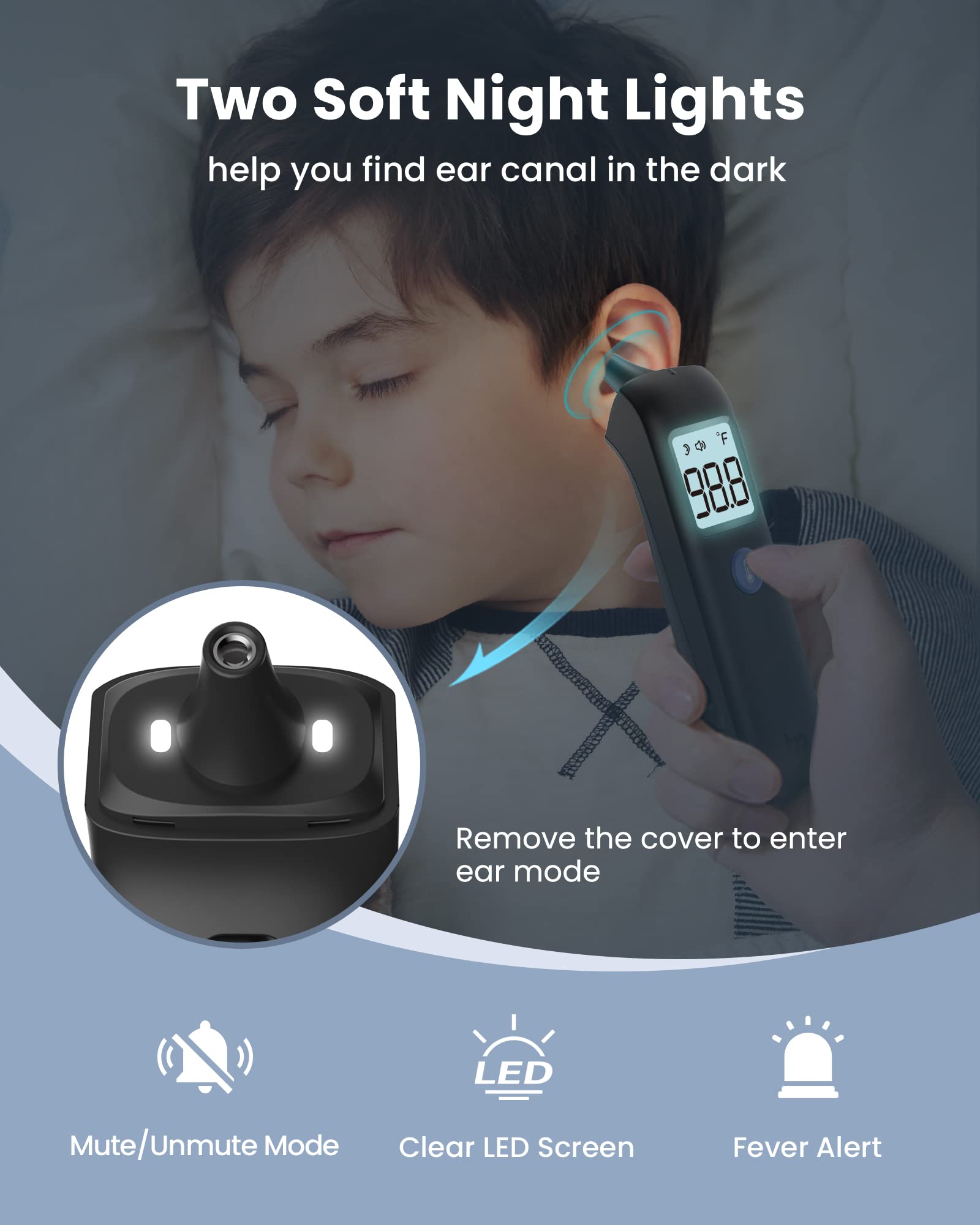 Digital Ear and Forehead Thermometer, No Touch Thermometer for Adults, Kids, Toddlers, Infrared Temporal Thermometer, 1 Second Reading, FSA HSA Eligible