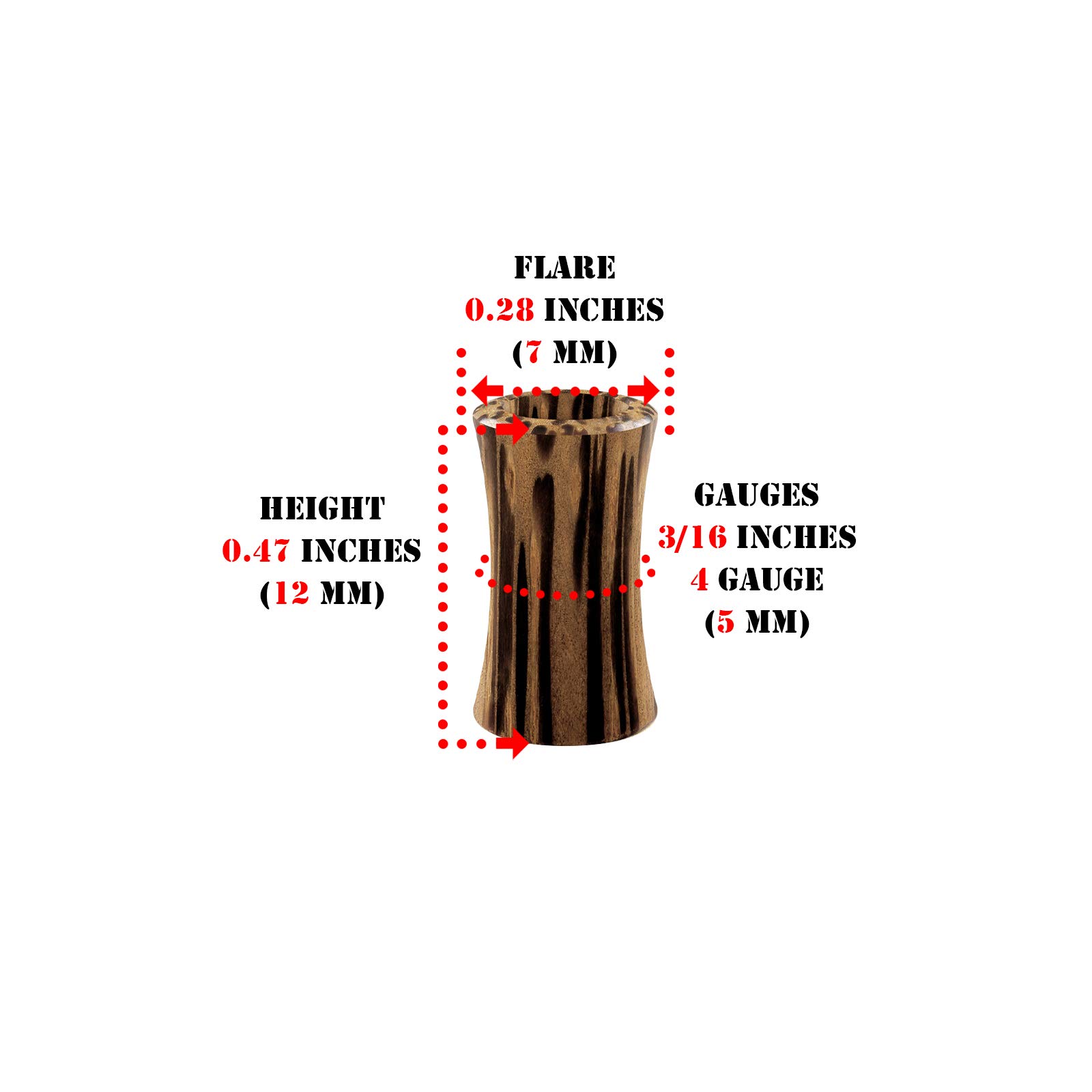 BIG GAUGES 2 Pairs Coconut Wood 4gauges 5 mm Double Flared Saddle Piercing Jewelry Ear Flesh Tunnel Stretcher Earring Lobe Plugs BG6932