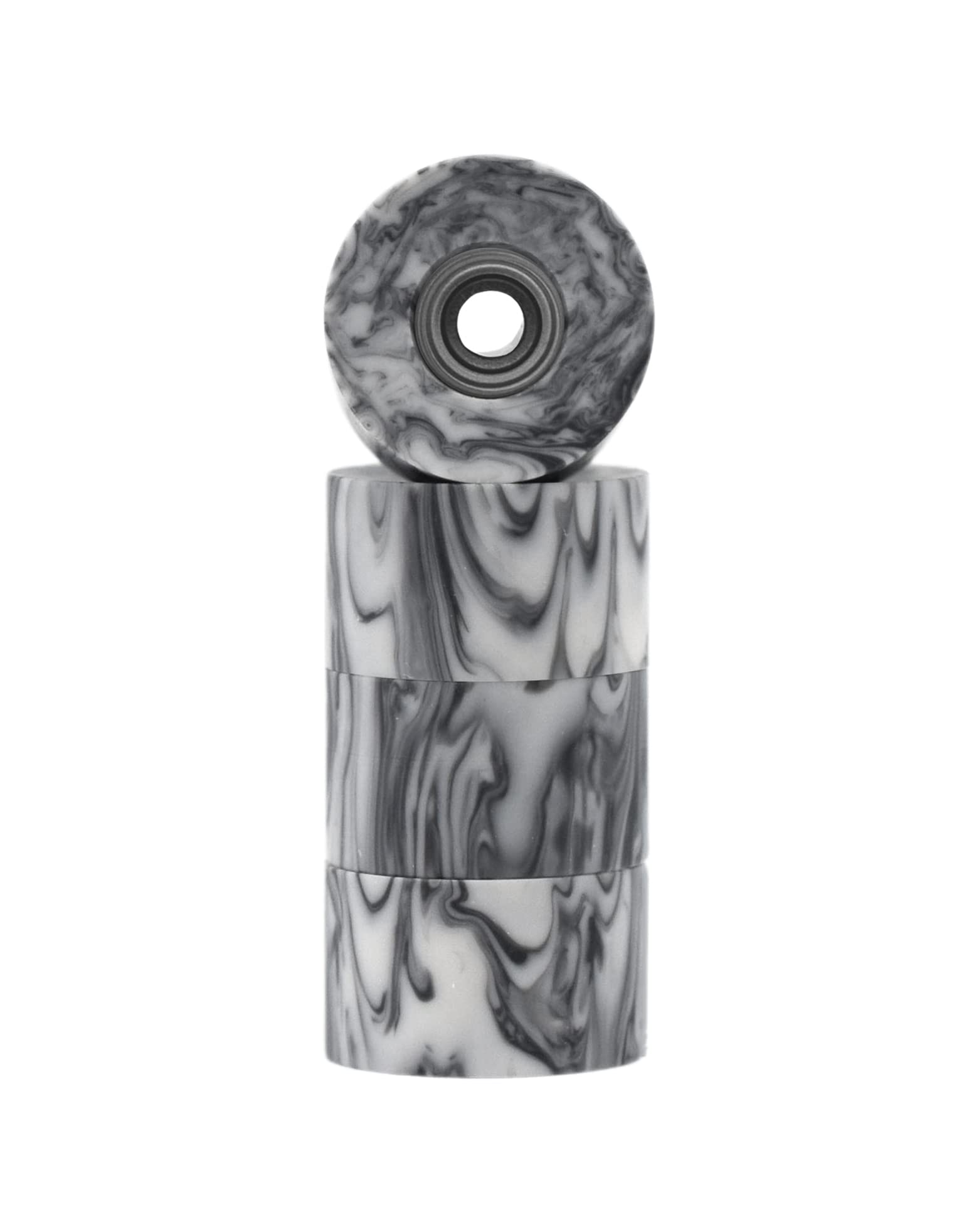 Teak Tuning Apex 71D Urethane Fingerboard Wheels - Cruiser Style, Bowl Shaped, 8.7mm Diameter - ABEC-9 Stealth Bearings - Made in The USA - Grey & White Swirl Colorway