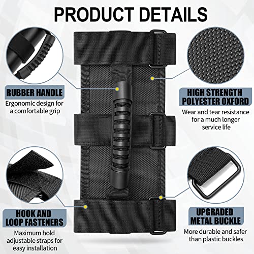 moveland 2 Pack Grab Handle Set Compatible with Jeep Wrangler TJ YJ JK, Easy-to-Fit 3 Straps Design for 1955-2023 Models (Black)