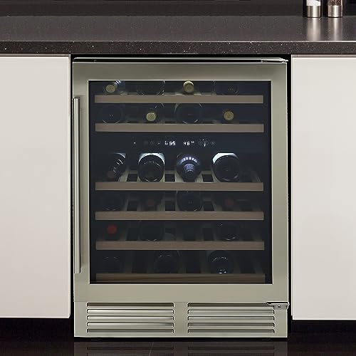 DUURA Elite DE430WCDZSS Wine Cooler Designer Series Dual-Zone, 46-Bottle, Metallic